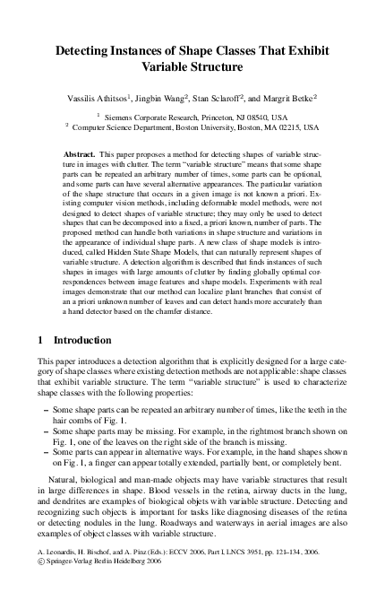 Pdf Detecting Instances Of Shape Classes That Exhibit Variable Structure