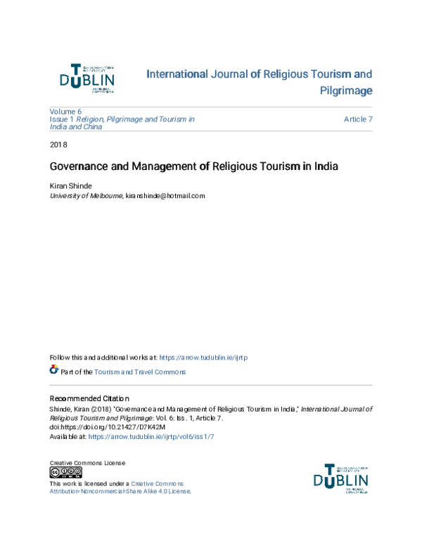 (PDF) Governance and Management of Religious Tourism in India
