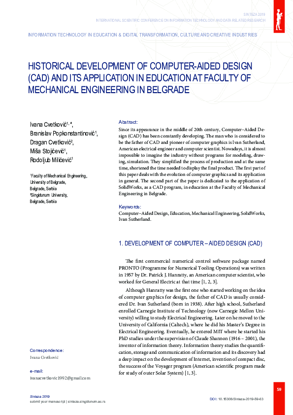 (PDF) Historical Development of Computer-Aided Design (Cad) and Its ...