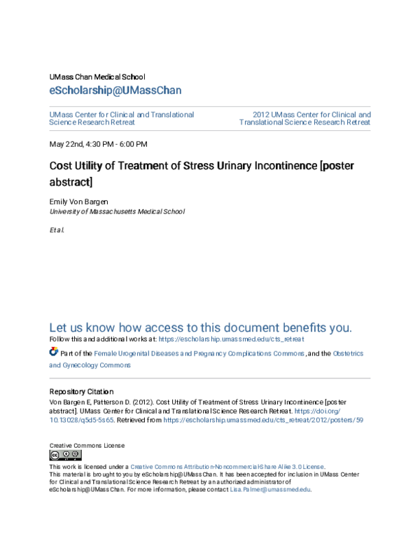 (PDF) Cost Utility of Treatment of Stress Urinary Incontinence [poster ...