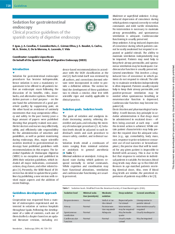 (PDF) Sedation for gastrointestinal endoscopy Clinical practice ...