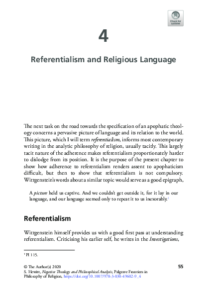 Referentialism and Religious Language