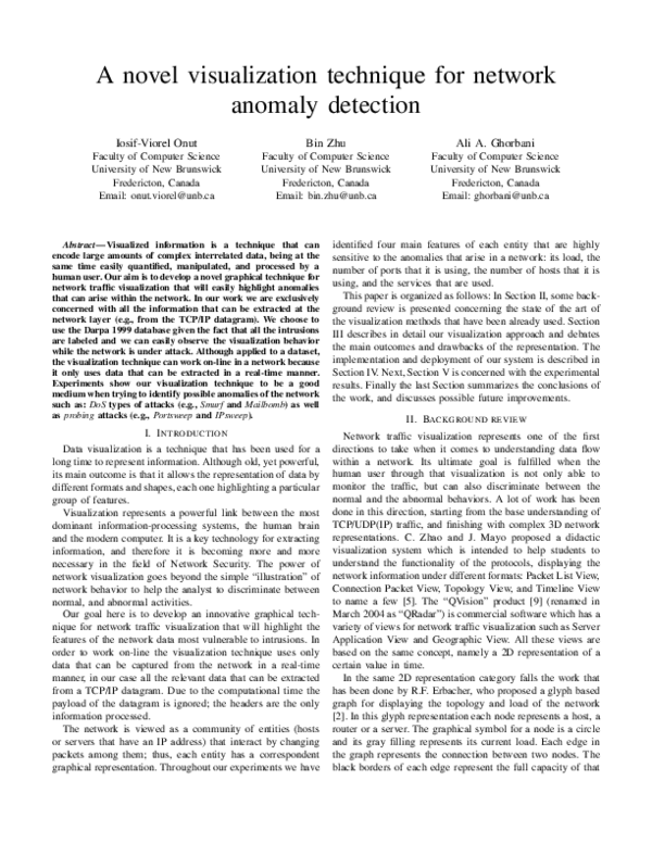 Pdf A Novel Visualization Technique For Network Anomaly Detection