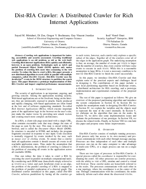 (PDF) Dist-RIA Crawler: Efficient Distributed Crawling for RIAs