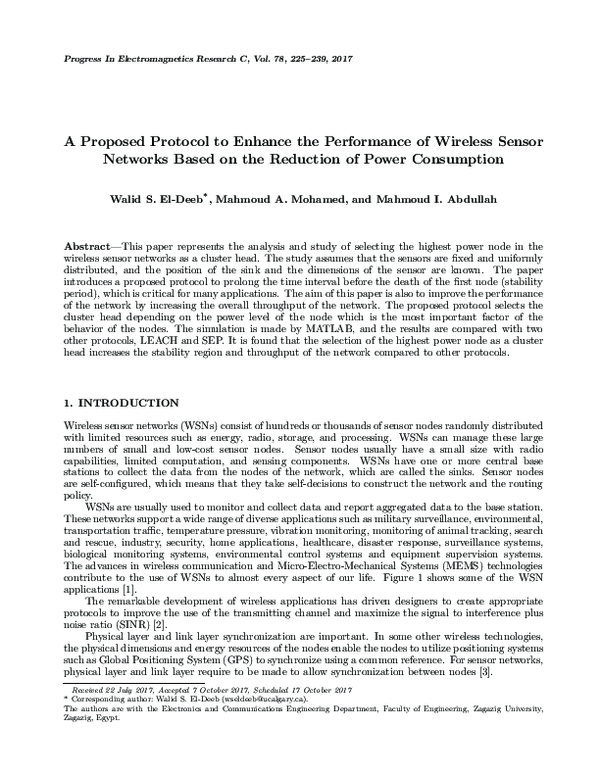 (PDF) A Proposed Protocol to Enhance the Performance of Wireless Sensor Networks Based on the ...