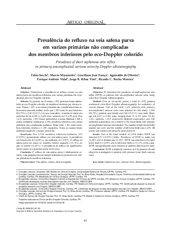 (PDF) Prevalência do refluxo na veia safena parva em varizes primárias ...