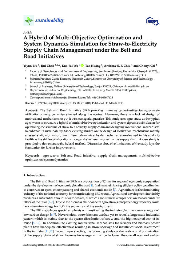 Pdf A Hybrid Of Multi Objective Optimization And System Dynamics