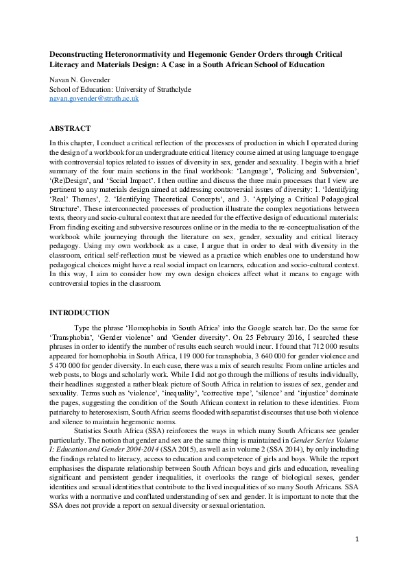 (PDF) Deconstructing heteronormativity and hegemonic gender orders ...