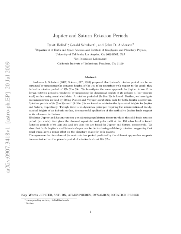 (PDF) Jupiter and Saturn rotation periods