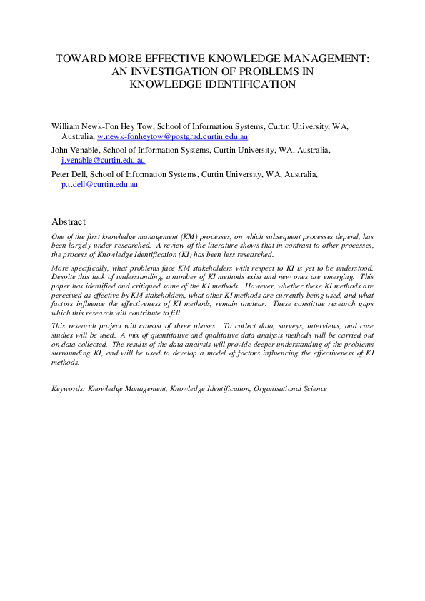 (PDF) Toward More Effective Knowledge Management: An Investigation Of ...