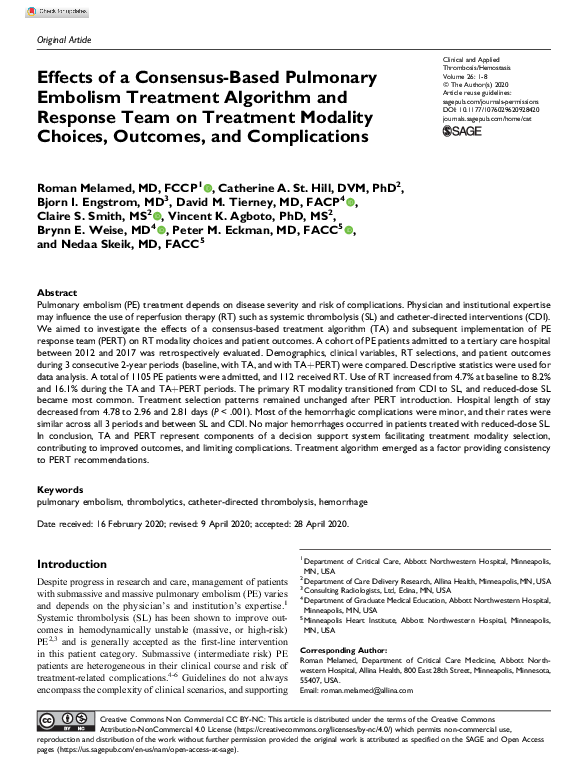 (PDF) Effects of a Consensus-Based Pulmonary Embolism Treatment ...