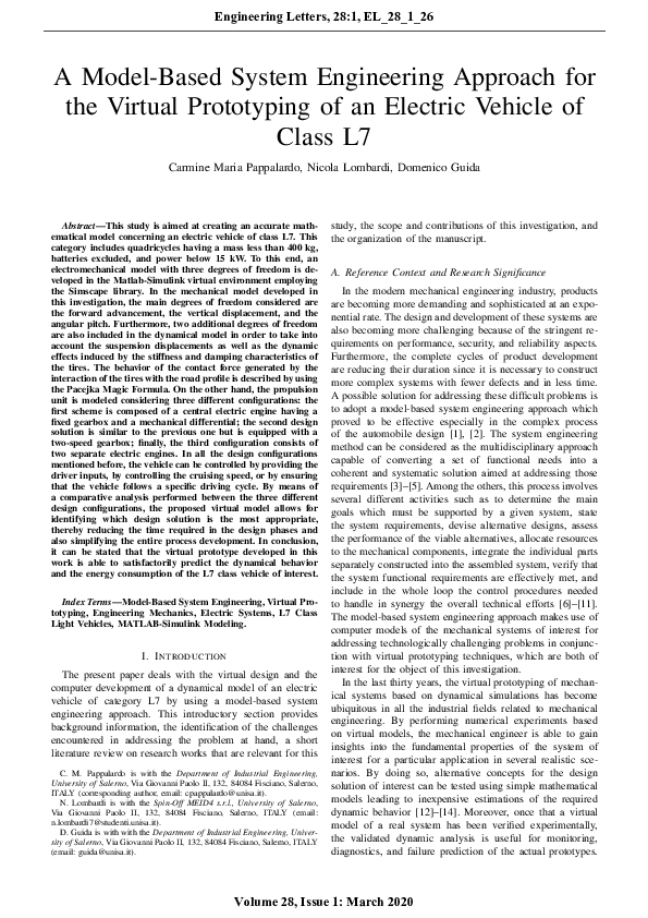 (PDF) A Model-Based System Engineering Approach for the Virtual Prototyping of an Electric ...