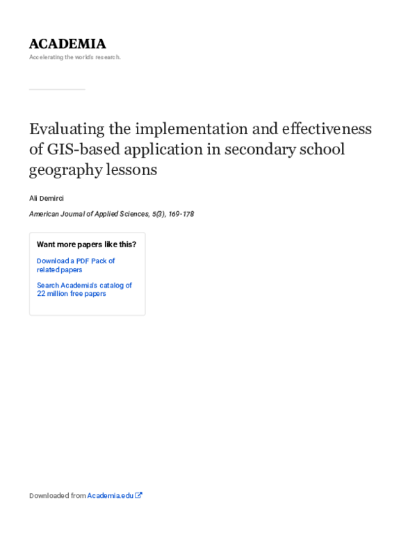 (PDF) Evaluating the implementation and effectiveness of GIS-based application in secondary ...