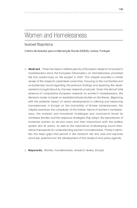 (PDF) Women and Homelessness