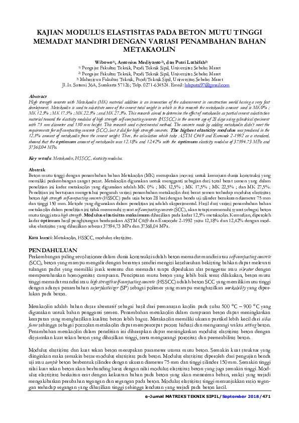 (PDF) Kajian Modulus Elastisitas Pada Beton Mutu Tinggi Memadat Mandiri ...