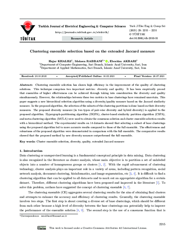 (PDF) Clustering ensemble selection based on the extended Jaccard measure | ebrahim akbari ...