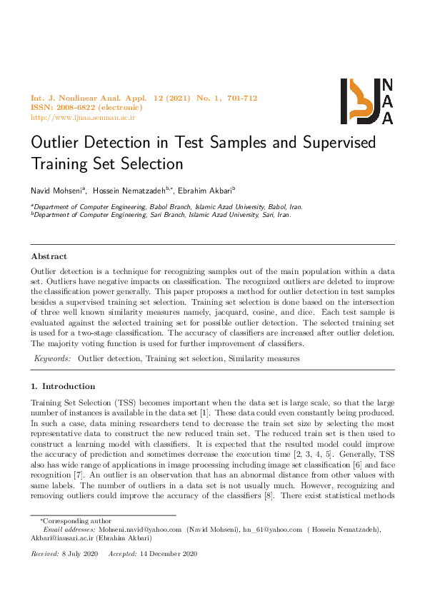 (PDF) Outlier detection in test samples and supervised training set ...