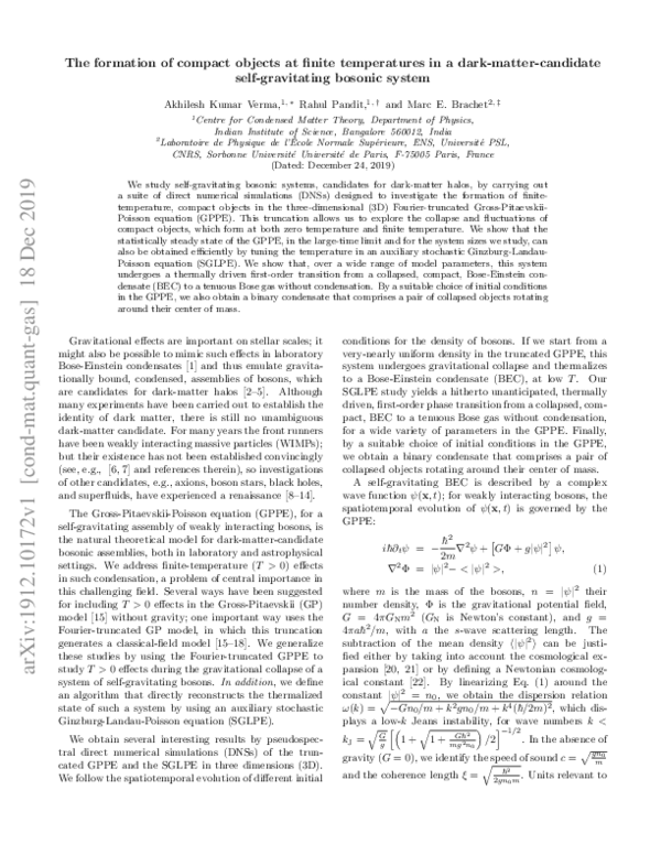 Pdf Formation Of Compact Objects At Finite Temperatures In A Dark