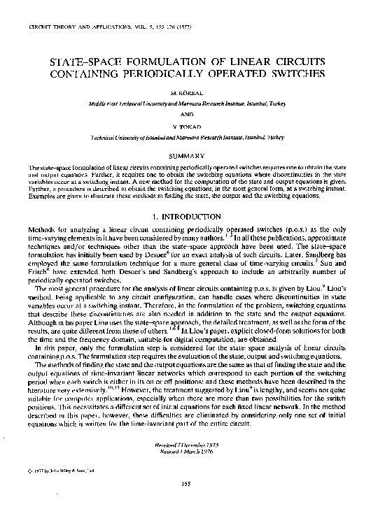 (PDF) State–space formulation of linear circuits containing ...