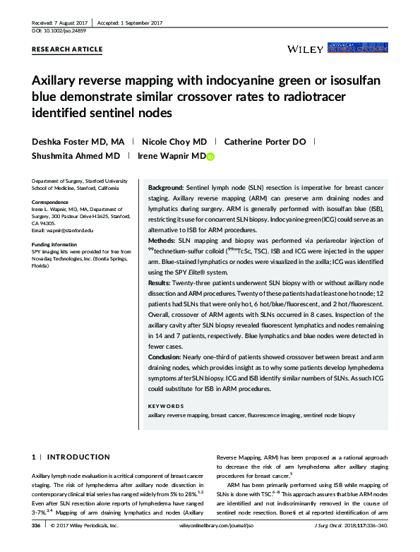 (PDF) Axillary reverse mapping with indocyanine green or isosulfan blue ...