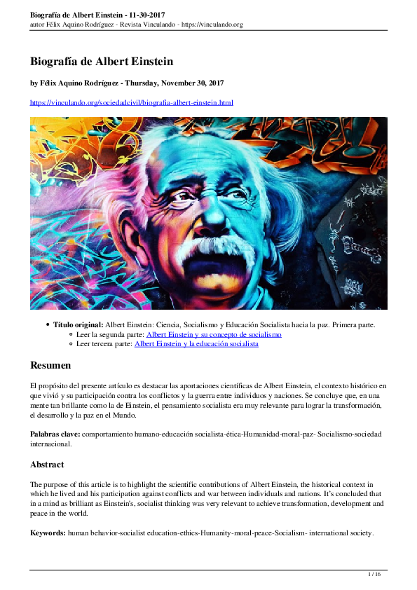 (PDF) Biografía de Albert Einstein
