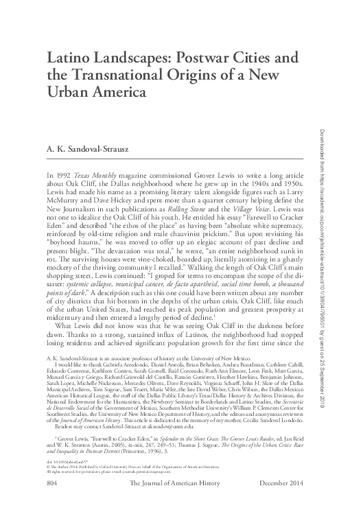 (PDF) Latino Landscapes: Postwar Cities and the Transnational Origins ...