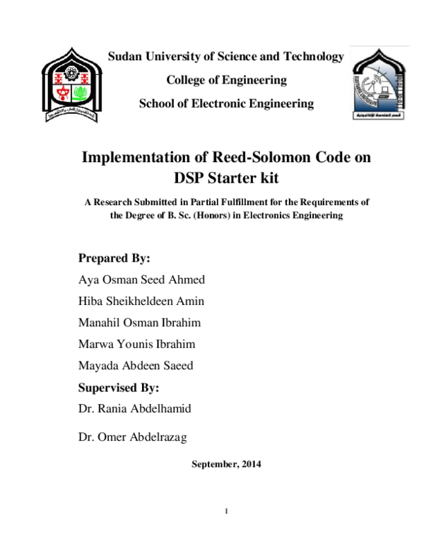 (PDF) Implementation of Reed-Solomon Codeon DSP Starter kit