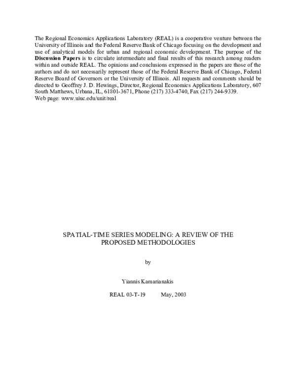 (PDF) Spatial Time-Series Modeling: A review of the proposed methodologies