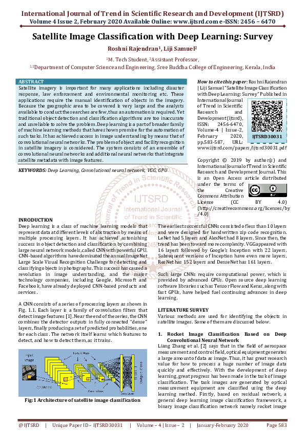 (PDF) Satellite Image Classification with Deep Learning: Survey