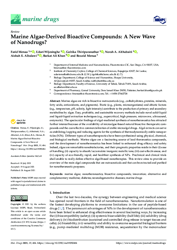 (PDF) Marine Algae-Derived Bioactive Compounds: A New Wave of Nanodrugs?