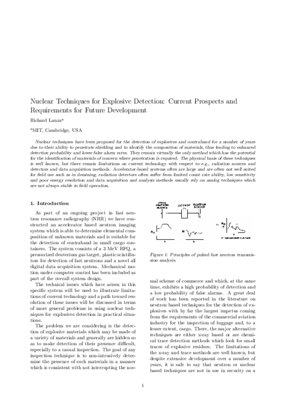 (PDF) Nuclear Techniques for Explosive Detection : Current Prospects ...