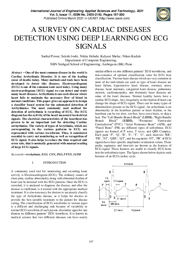 Pdf A Survey On Cardiac Diseases Detection Using Deep Learning On Ecg Signals