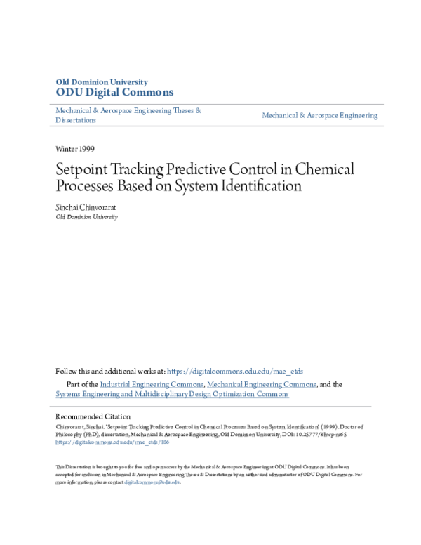 (PDF) Setpoint Tracking Predictive Control in Chemical Processes Based ...