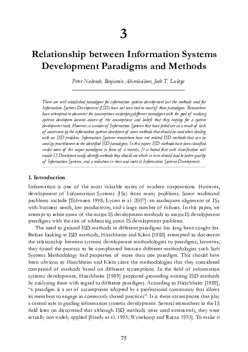 (PDF) Relationship between Information Systems Development Paradigms ...