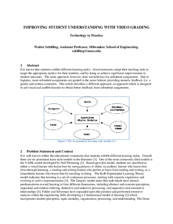 (PDF) IMPROVING STUDENT UNDERSTANDING WITH VIDEO GRADING Technology in ...