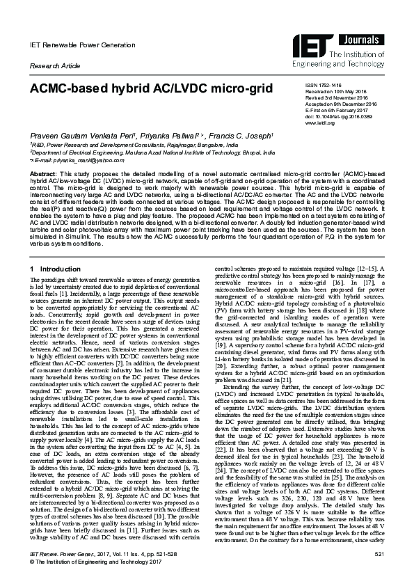 (PDF) ACMC-based hybrid AC/LVDC micro-grid
