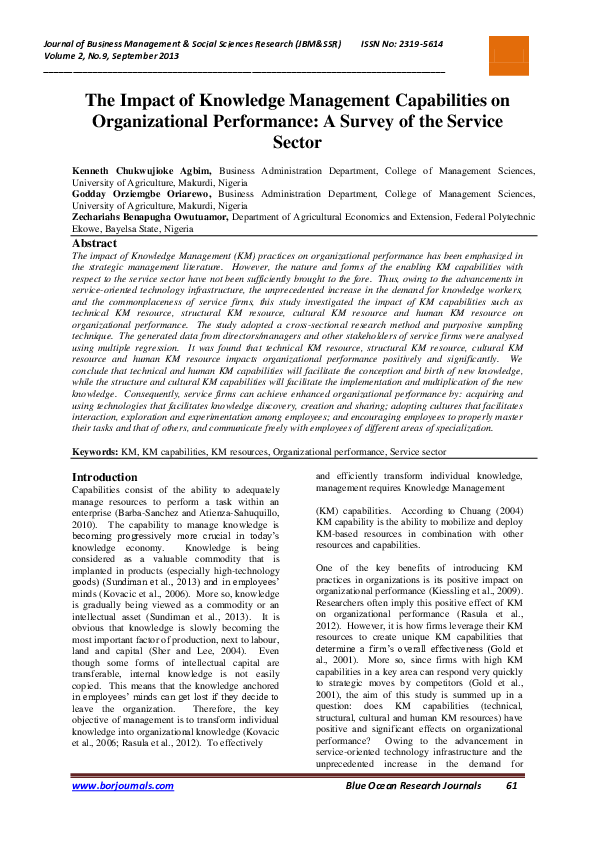 (PDF) The Impact of Knowledge Management Capabilities on Organizational ...