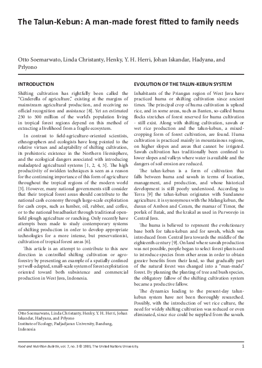 (PDF) The Talun-Kebun: A Man-Made Forest Fitted to Family Needs