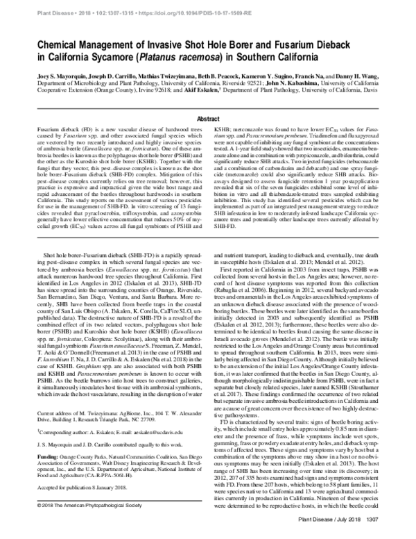 (PDF) Chemical Management of Invasive Shot Hole Borer and Fusarium ...