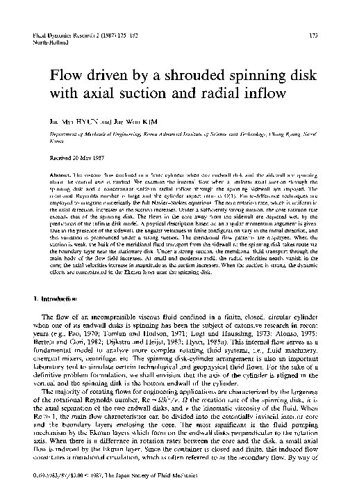 Flow driven by a shrouded spinning disk with axial suction and radial ...