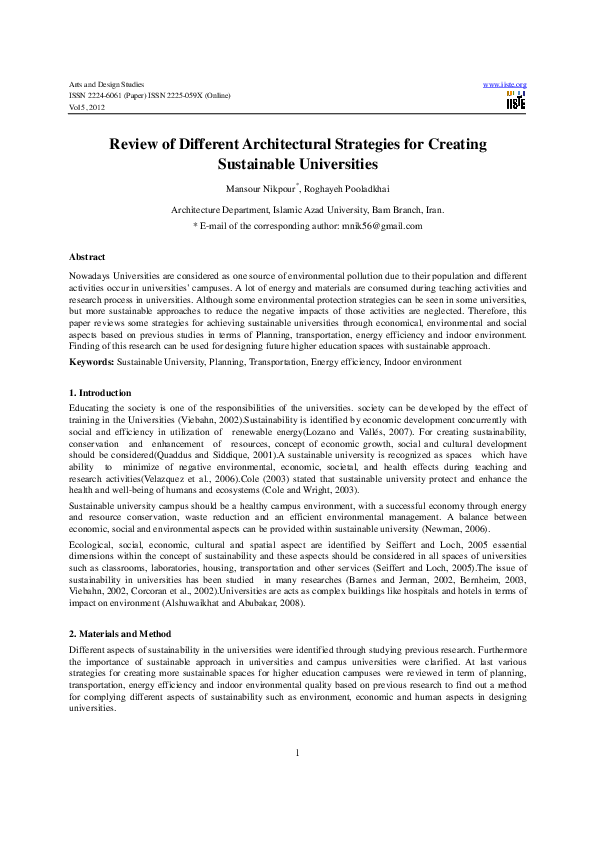 (PDF) Review of Different Architectural Strategies for Creating ...