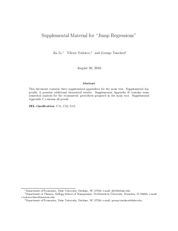 (PDF) Supplemental Material for “ Jump Regressions ” | George Tauchen - Academia.edu