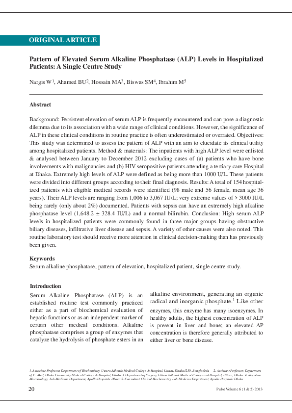 (PDF) Pattern of Elevated Serum Alkaline Phosphatase (ALP) Levels in ...