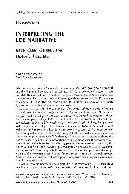 (PDF) Interpreting the Life Narrative