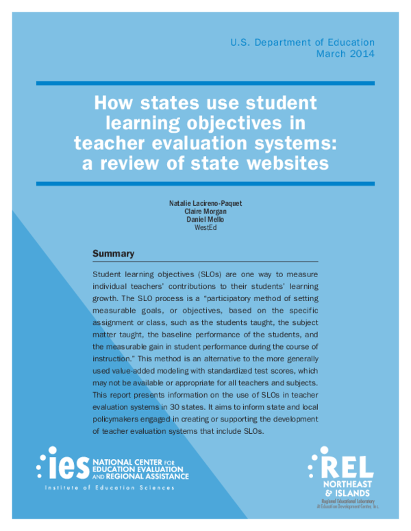 (PDF) How States Use Student Learning Objectives in Teacher Evaluation ...