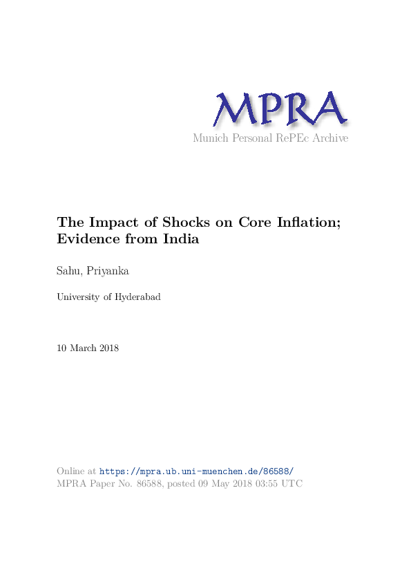 (PDF) The Impact of Shocks on Core Inflation; Evidence from India