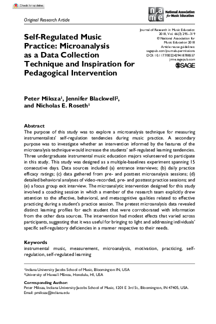 (PDF) Self-Regulated Music Practice: Microanalysis as a Data Collection ...
