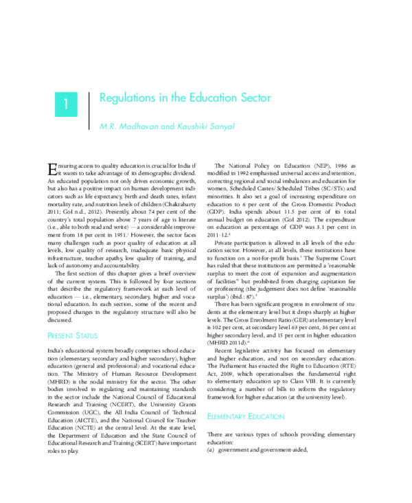 (PDF) Regulations in the Education Sector