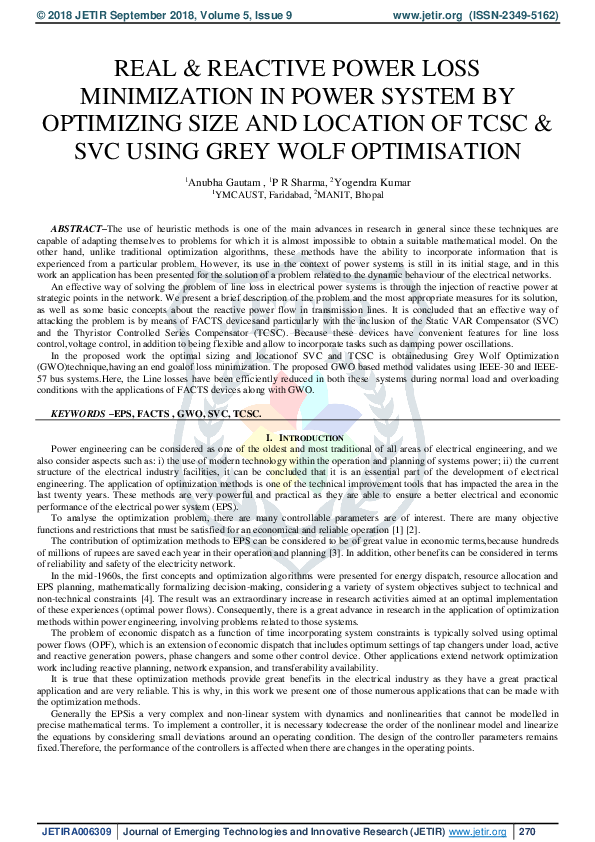 (PDF) Real & Reactive Power Loss Minimization in Power System by Optimizing Size and Location of ...