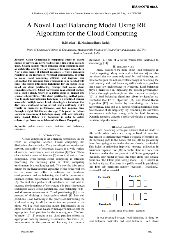 (PDF) A Novel Load Balancing Model Using RR Algorithm for Cloud Computing